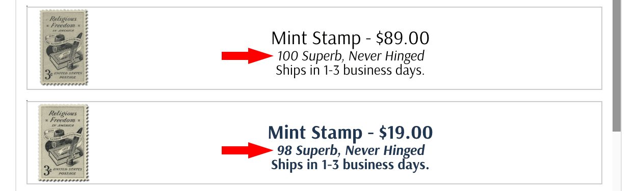 Understanding Stamps Graded 98 or 100 by PSE | Mystic Stamp Discovery Center